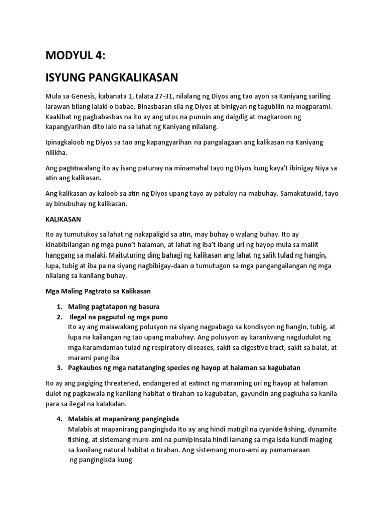 ESP Pagmamahal Sa Kalikasan | PDF