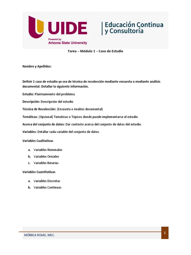 Tarea - Modulo 1 - Caso de Estudio | PDF