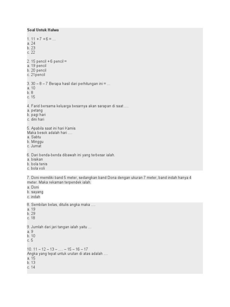 Soal Ujian Matematika Kelas 1 Semester 2 | PDF | Griya & Taman