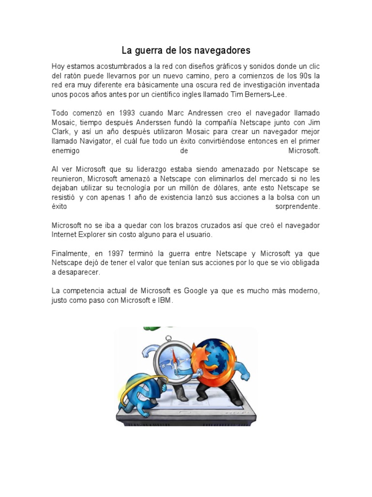Guerra de Navegadores: Netscape vs Microsoft | PDF | Informática ...