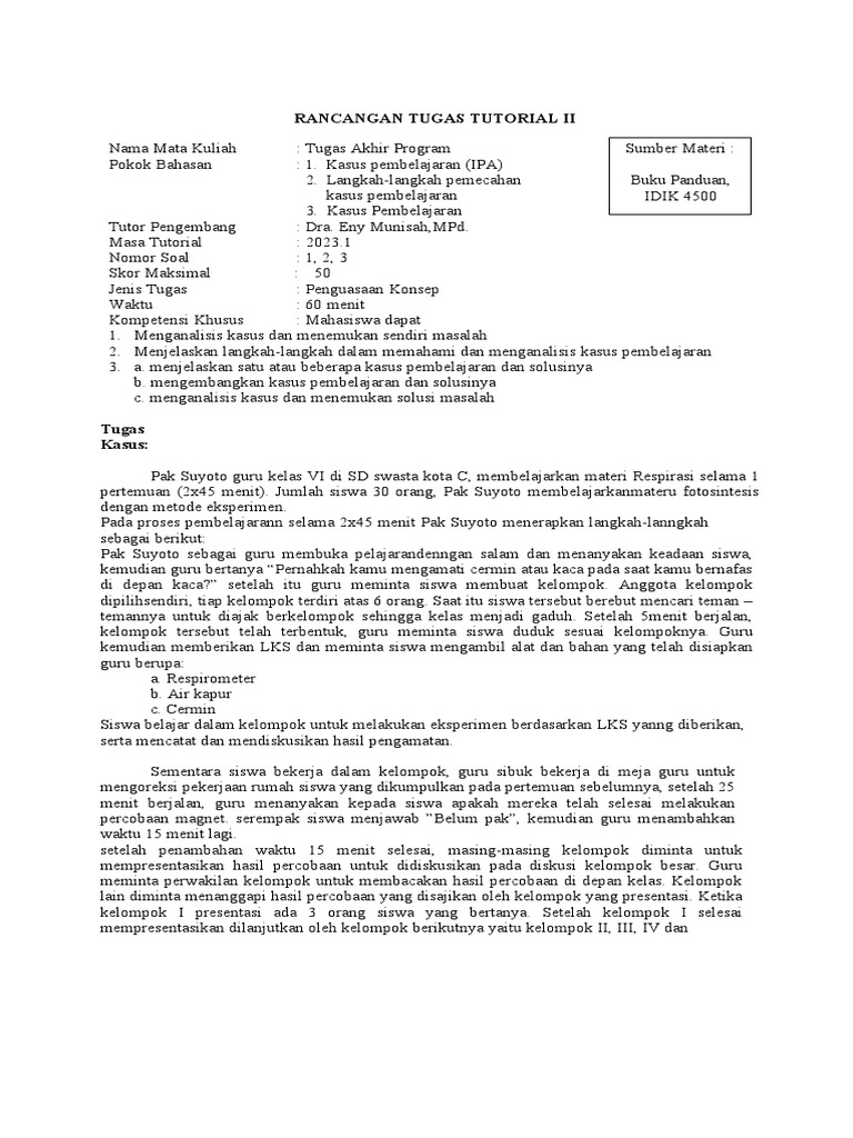 Rancangan Tugas Akhir Program IPA | PDF | Karier & Perkembangan