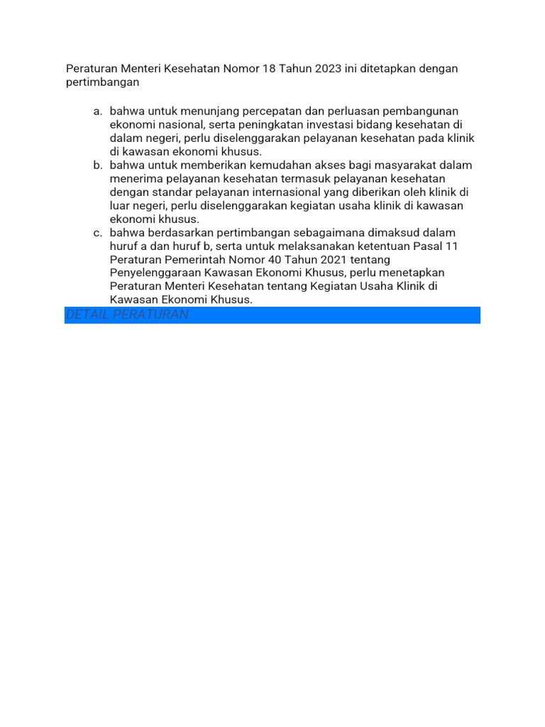 Peraturan Menteri Kesehatan Nomor 18 Tahun 2023 Ini Ditetapkan Dengan ...