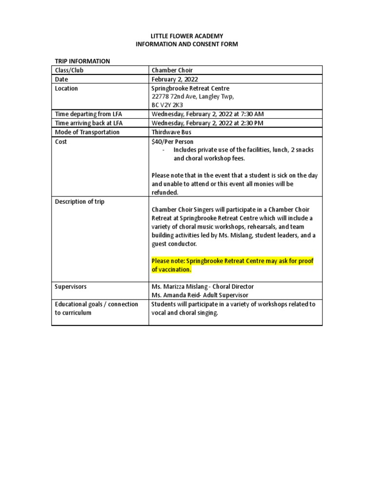 Chamber Choir Retreat - Feb 2022.Docx | PDF | Choir