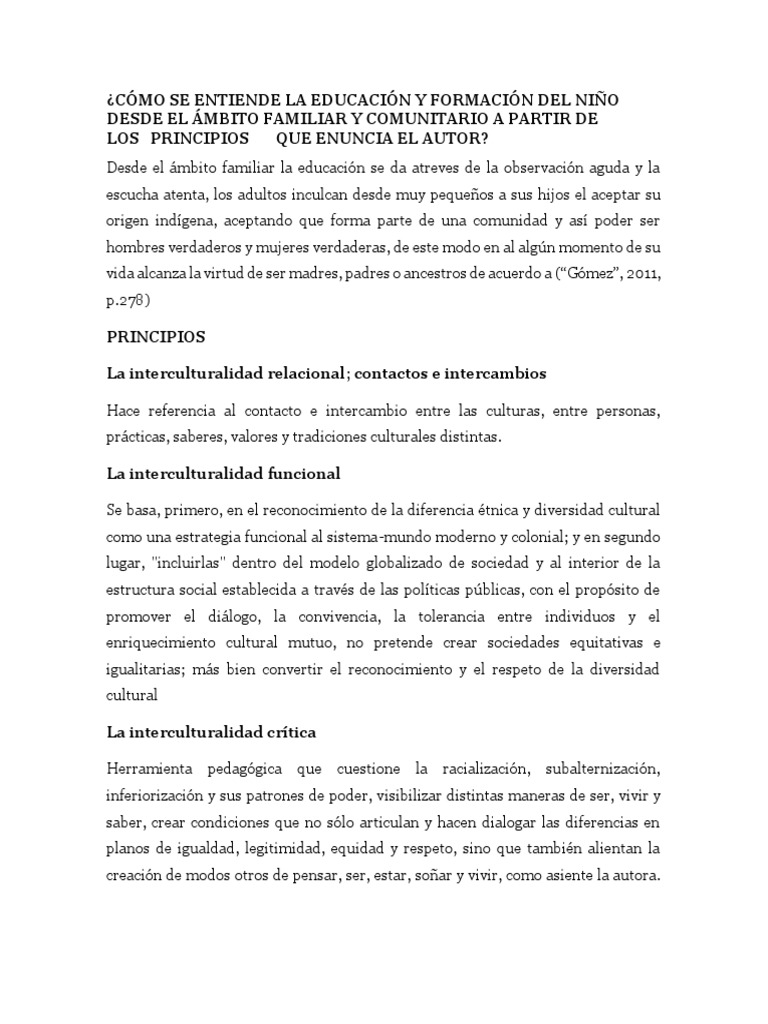 CÓMO SE ENTIENDE LA EDUCACIÓN Y FORMACIÓN DEL NIÑO DESDE EL ÁMBITO ...