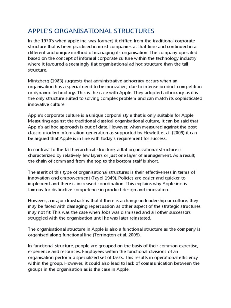 APPLE | PDF | Organizational Structure | Organizational Culture