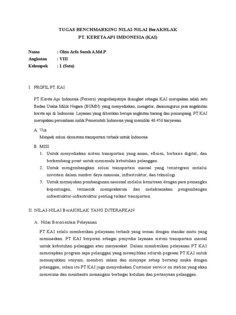 Benchmarking Nilai BerAKHLAK | PDF