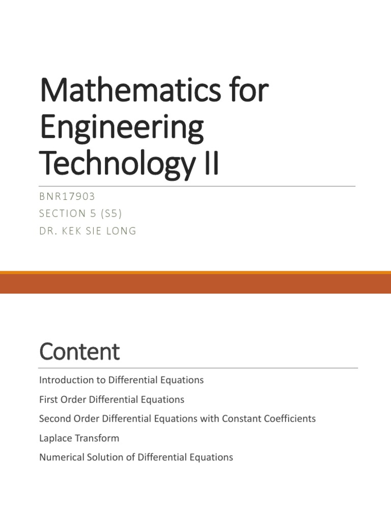 Engineering Mathematics: Differential Equations | PDF | Ordinary ...