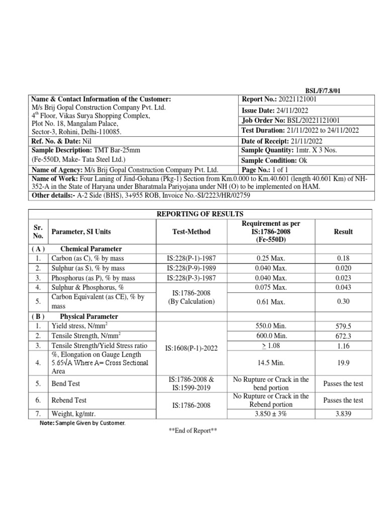 TMT Fe-550D, 500D | PDF | Fracture | Ultimate Tensile Strength