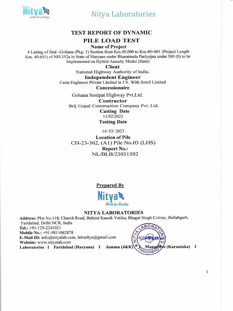 BGCC 23+362 Dynamic Test Report | PDF