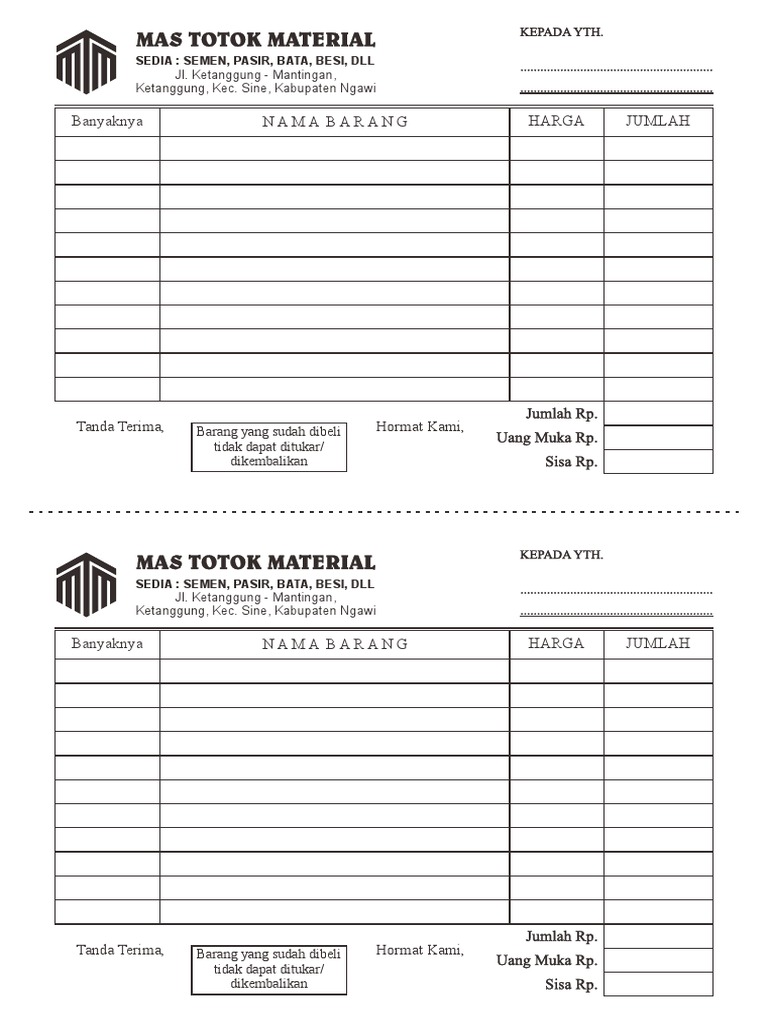 Nota Mas Totok | PDF | Memasak, Makanan, & Anggur