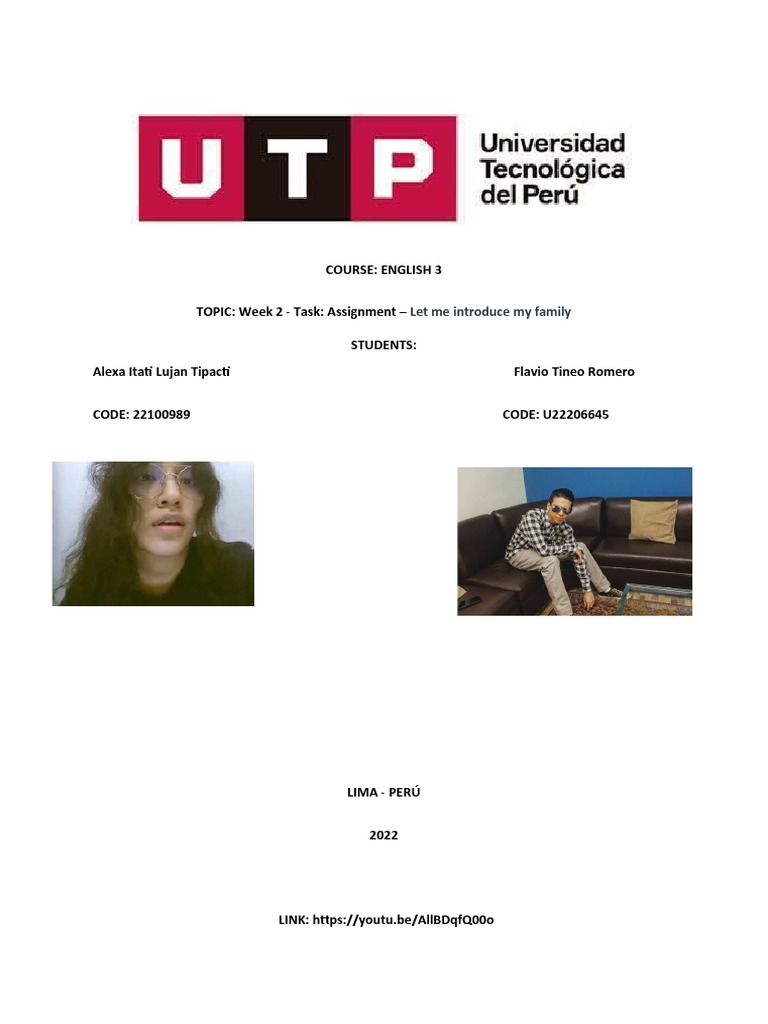 (AC-S03) Week 03 - Task - Assignment - Let Me Introduce My Family | PDF