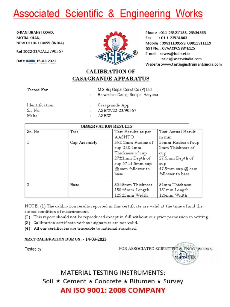 Casagrande Apparatus | PDF | Observation | Science