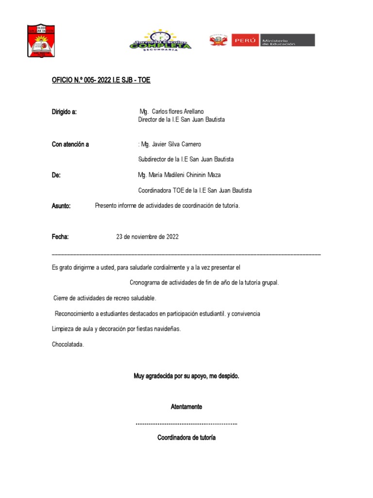 Informe de Actividades de Fin de Año | PDF