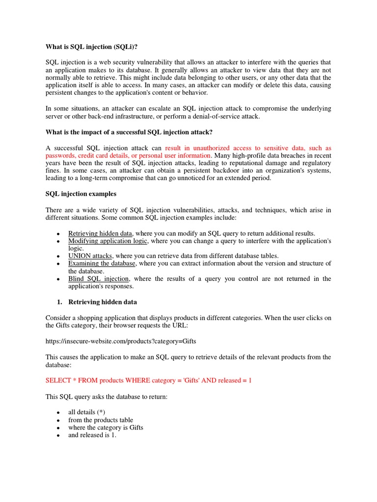 Unit 5 SQL Injection | PDF | Databases | Information Retrieval