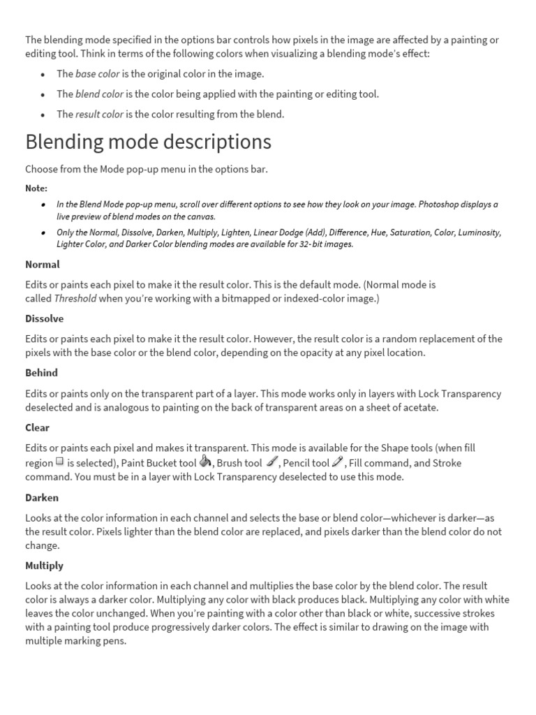The Blending Mode Specified in The Options Bar Controls How Pixels in ...