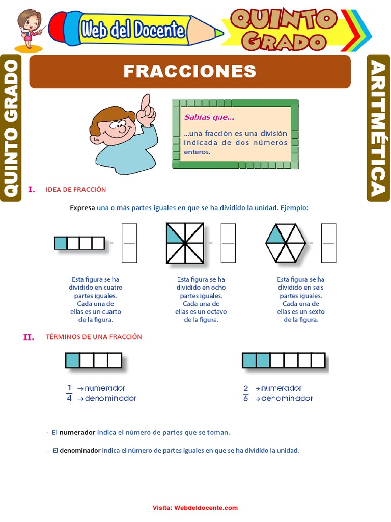 Introducción A Las Fracciones para Quinto Grado de Primaria | PDF ...