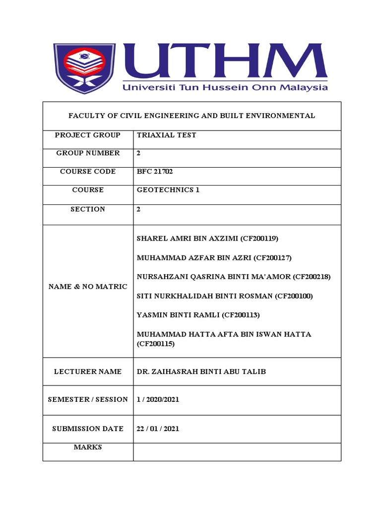 Triaxial Test Report - Group 2 | PDF | Strength Of Materials | Stress ...