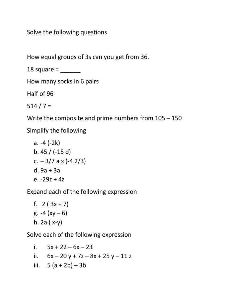 Grade 6 Math Worksheet | PDF
