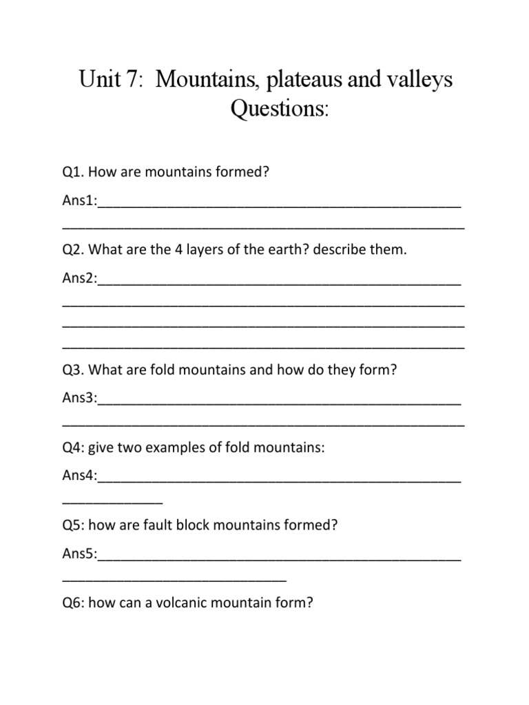 science questions with answers | PDF | Mountains | Volcano