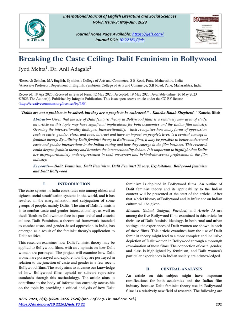 Breaking The Caste Ceiling: Dalit Feminism in Bollywood | PDF | Intersectionality | Feminism