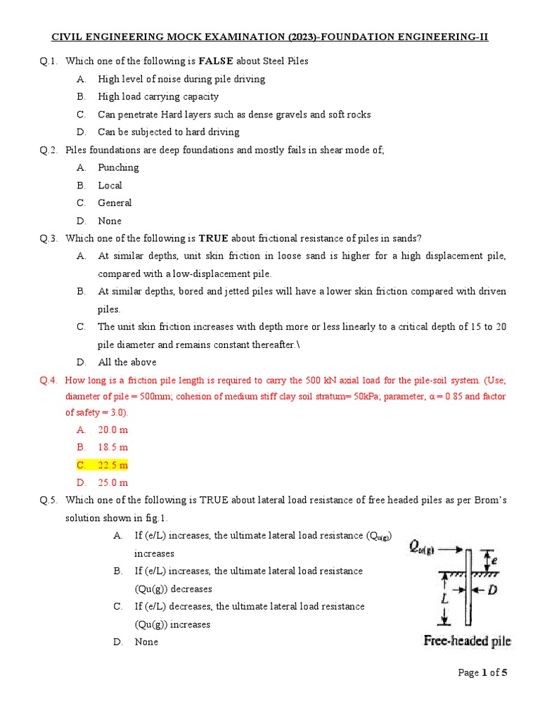 4model Exam Foundation Engineering II | PDF | Deep Foundation | Civil ...