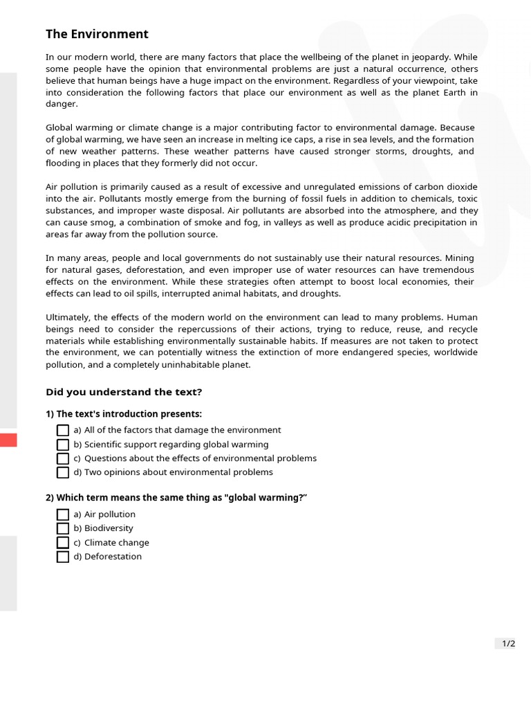 English Text Environment | Download Free PDF | Climate Change | Natural ...