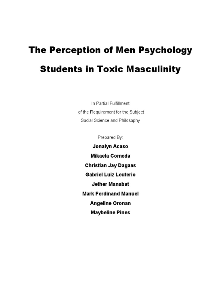 The Perception of Men Psychology Students in Toxic Masculinity | PDF | Masculinity | Gender Studies