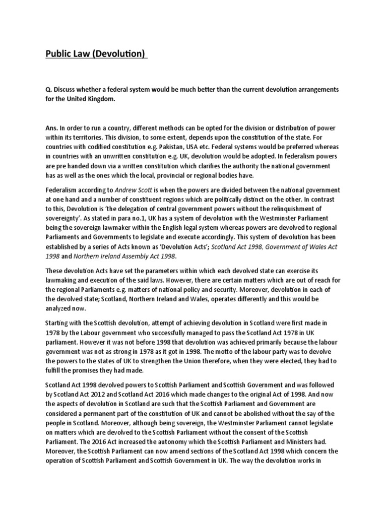 Public Law Devolution Pdf Devolution Scotland 