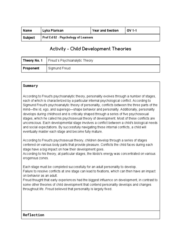 Child Development Theories | PDF | Psychoanalysis | Developmental ...