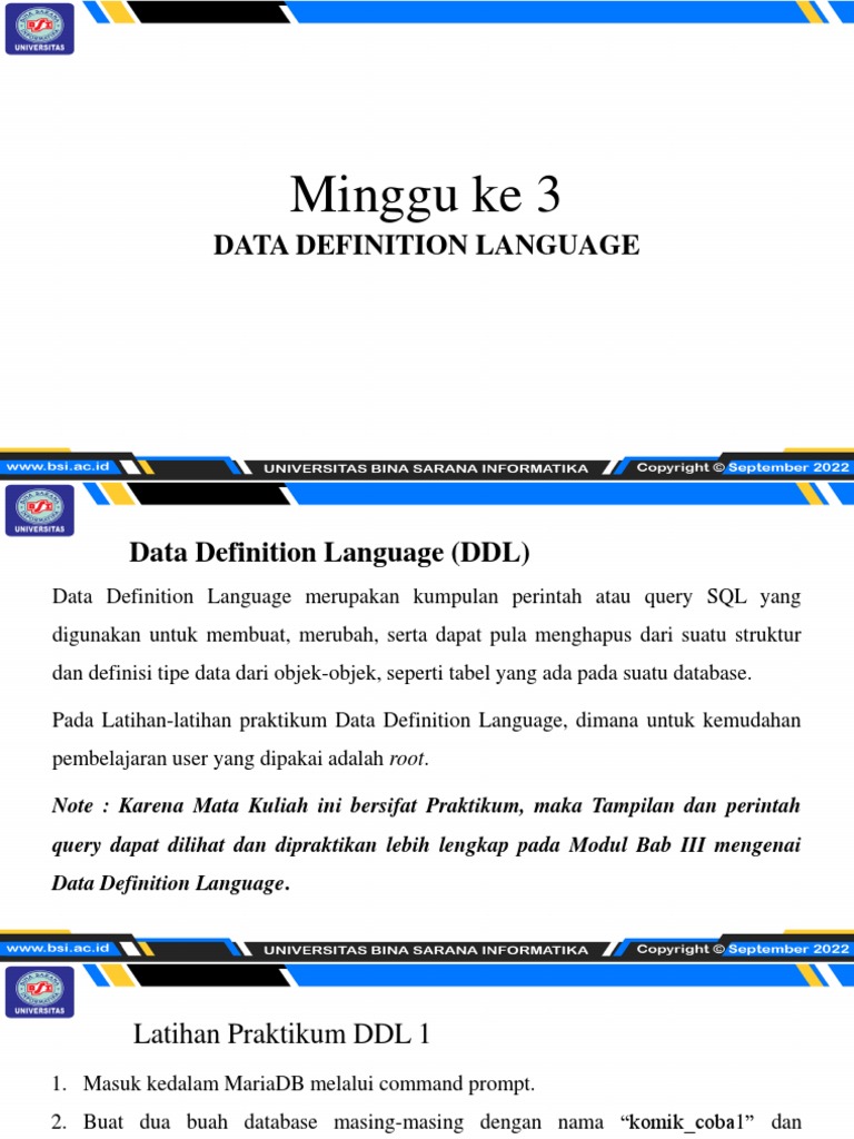 Minggu Ke 3: Data Definition Language | PDF