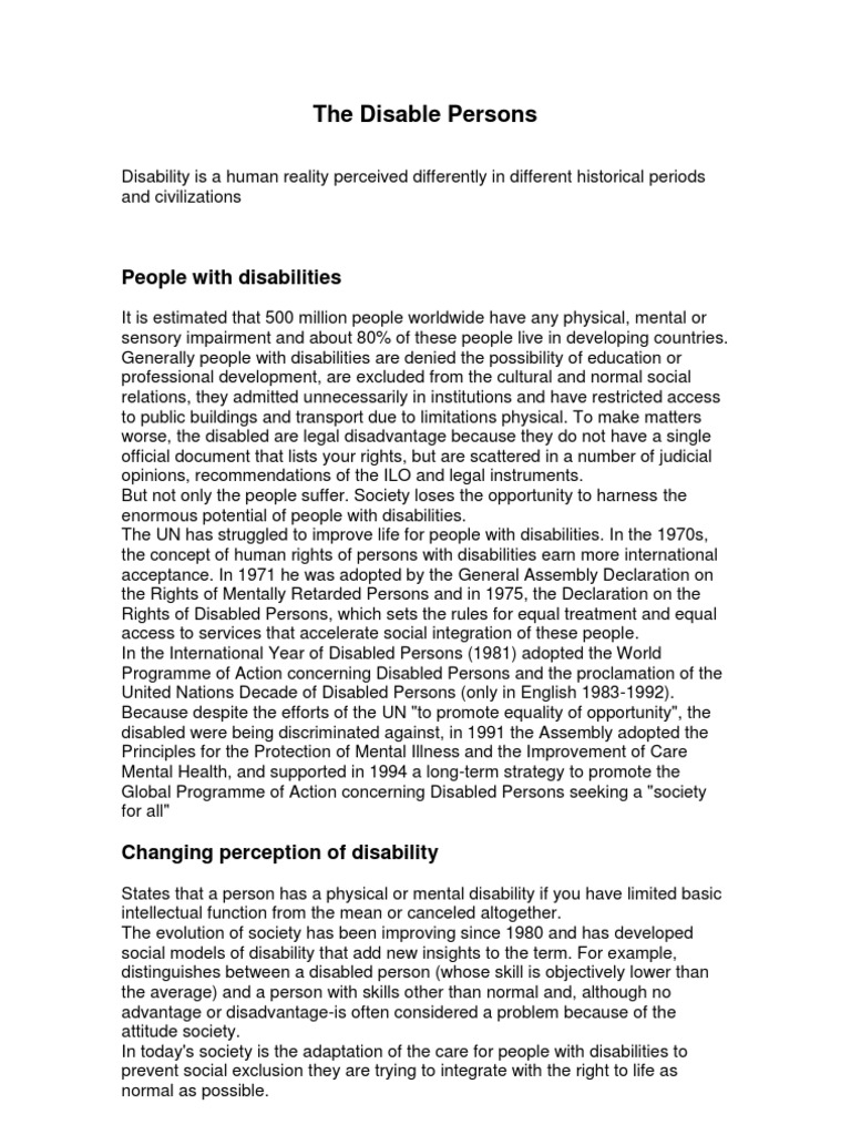The Disable Persons | PDF | Disability | Behavioural Sciences