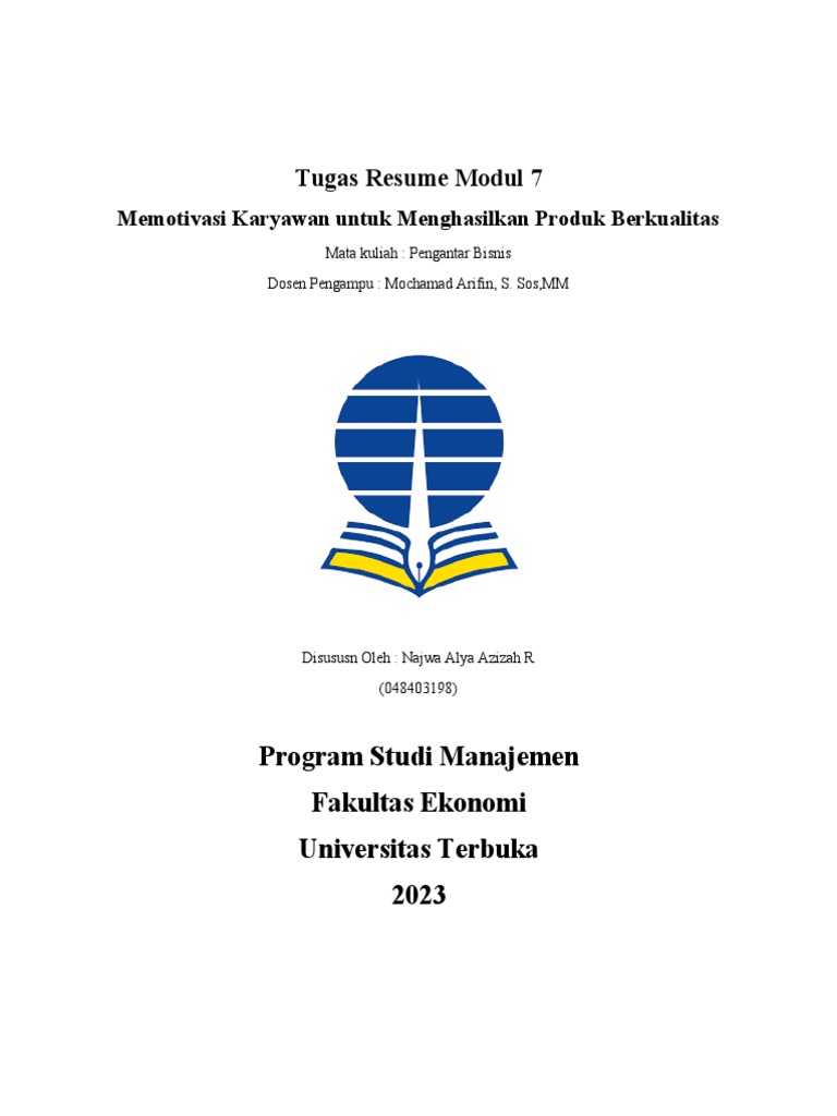 Tugas Resume Modul 7 | PDF | Bisnis | Pengembangan Diri