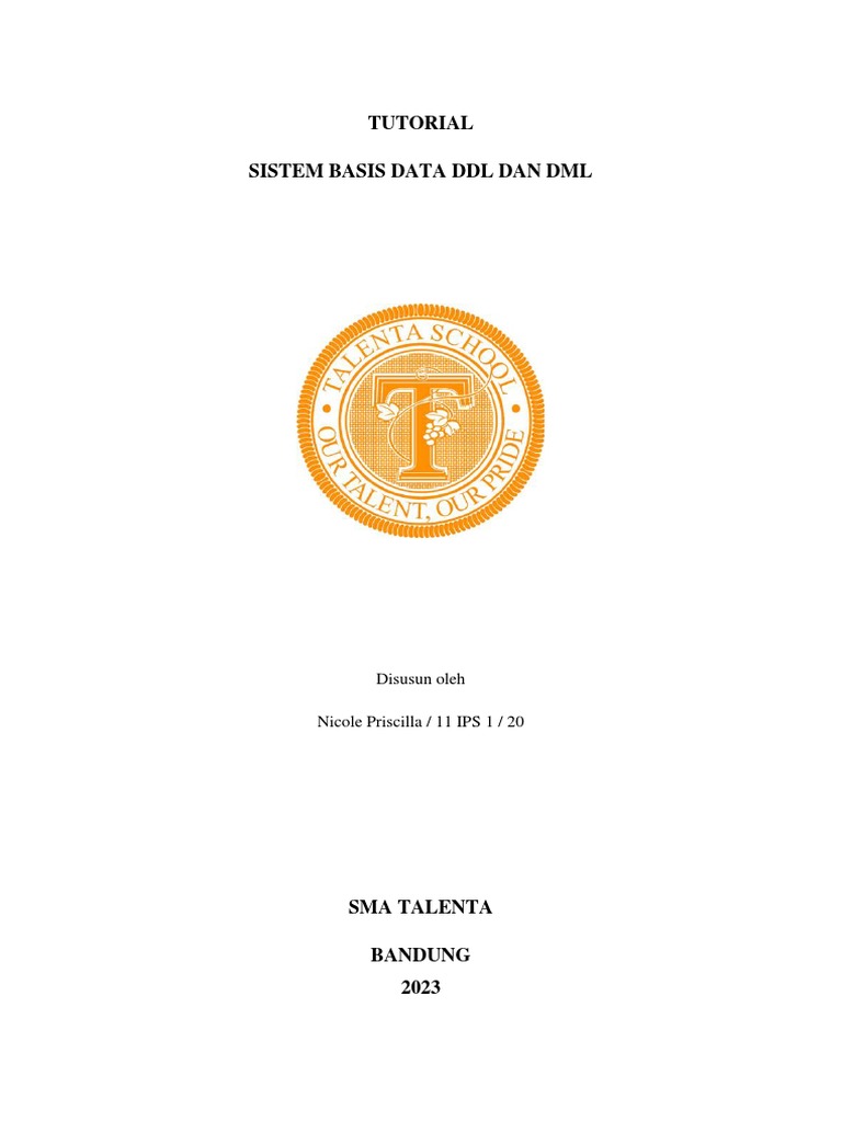 Tutorial Sistem Basis Data DDL Dan DML | PDF