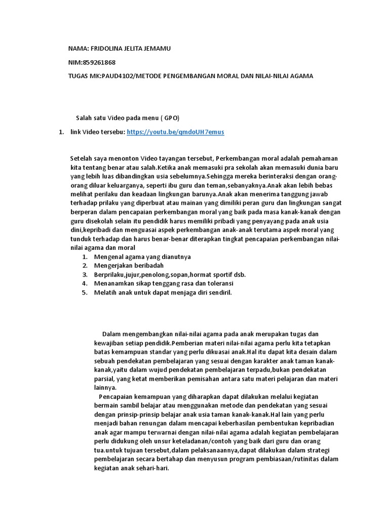 Dokumen Tugas 3 Metode Pengembangan Moral Dan Nilai-Nilai Agama | PDF