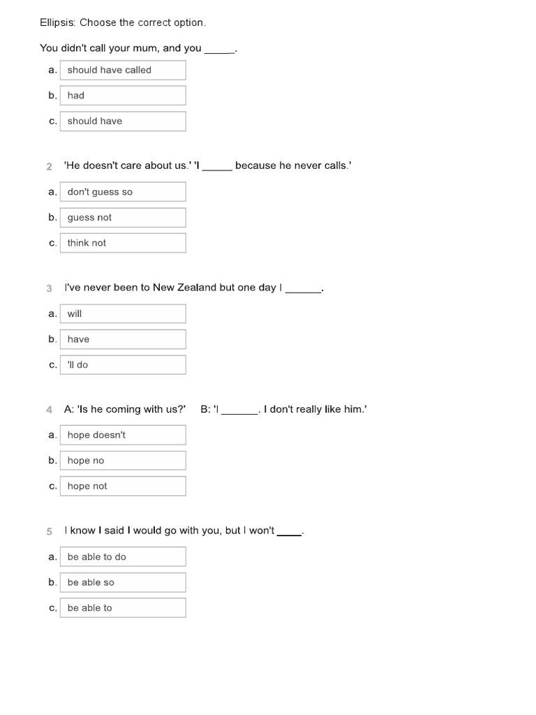 Ellipsis and Substitution Quiz | PDF
