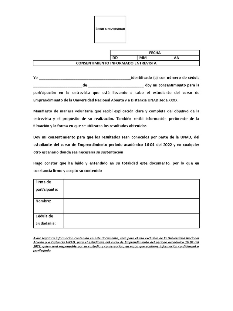 FORMATO DE ENTREVISTA Unad | PDF FORMATO DE ENTREVISTA Unad | PDF