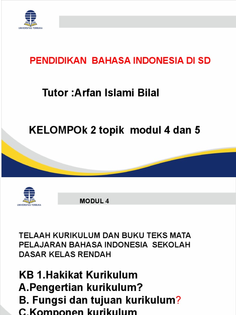 MODUL 4 & 5 Pendidikan BAHASA INDO DI SD | PDF