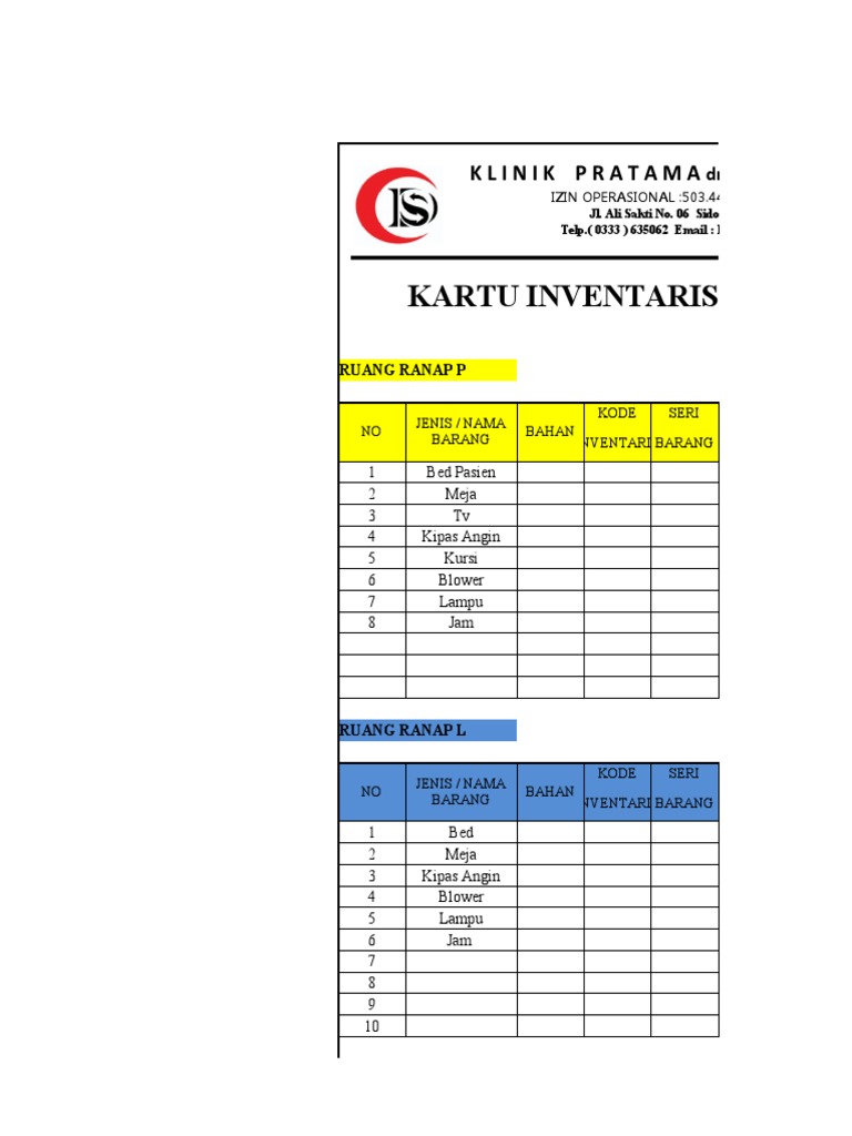 Inventaris Ruang Ranap | PDF