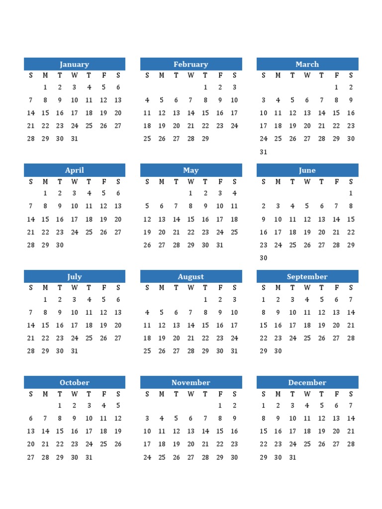 2024 Calendar Portrait Sunday Start | PDF