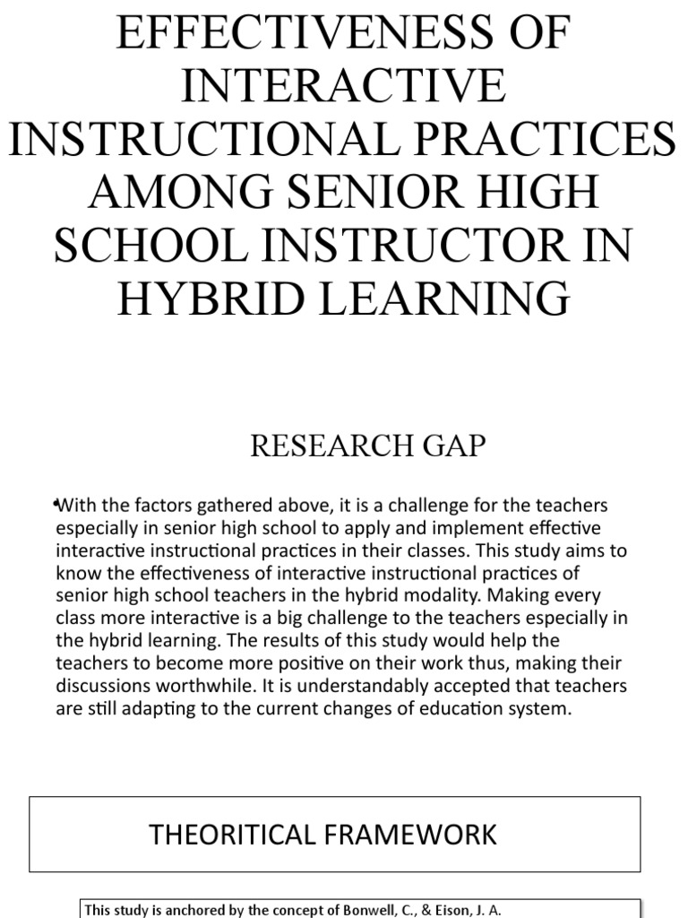 Effectiveness of Interactive Instructional Practices Among Senior High School Instructor in ...