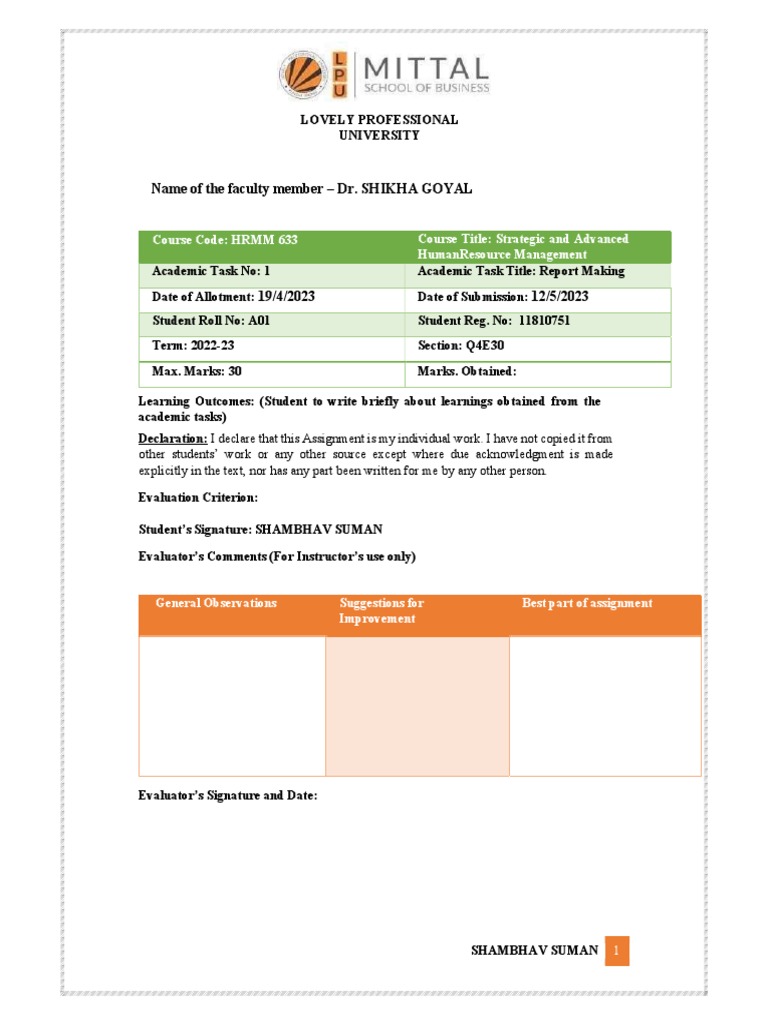 HRMM633 Ca1 | PDF | Human Resource Management | Economies