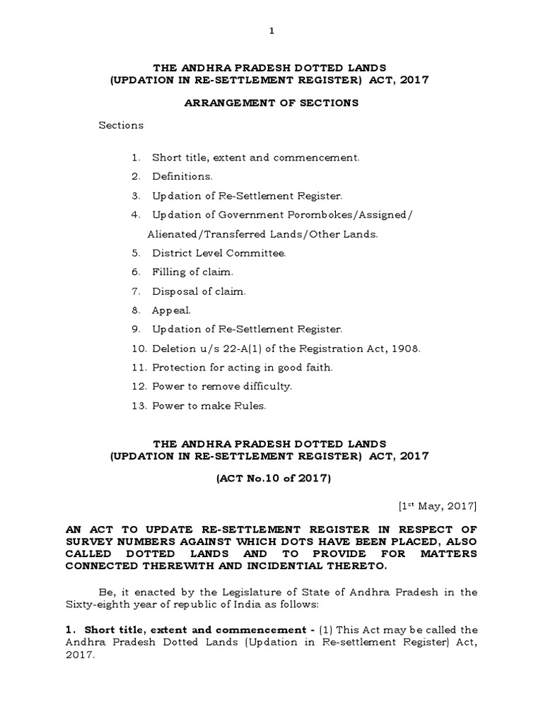 Andhra Pradesh Dotted Lands Act | PDF | Legal Documents | Political Law