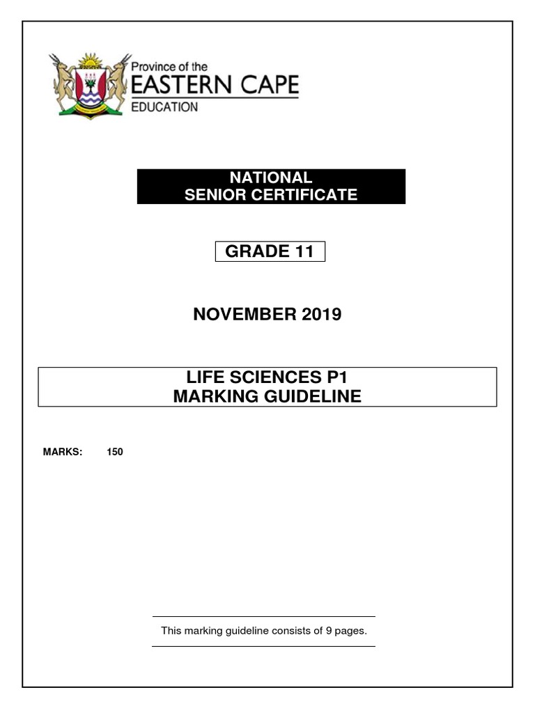 LIFE SCIENCES P1 GR11 MEMO NOV2019 - English Latest | PDF | Chemistry