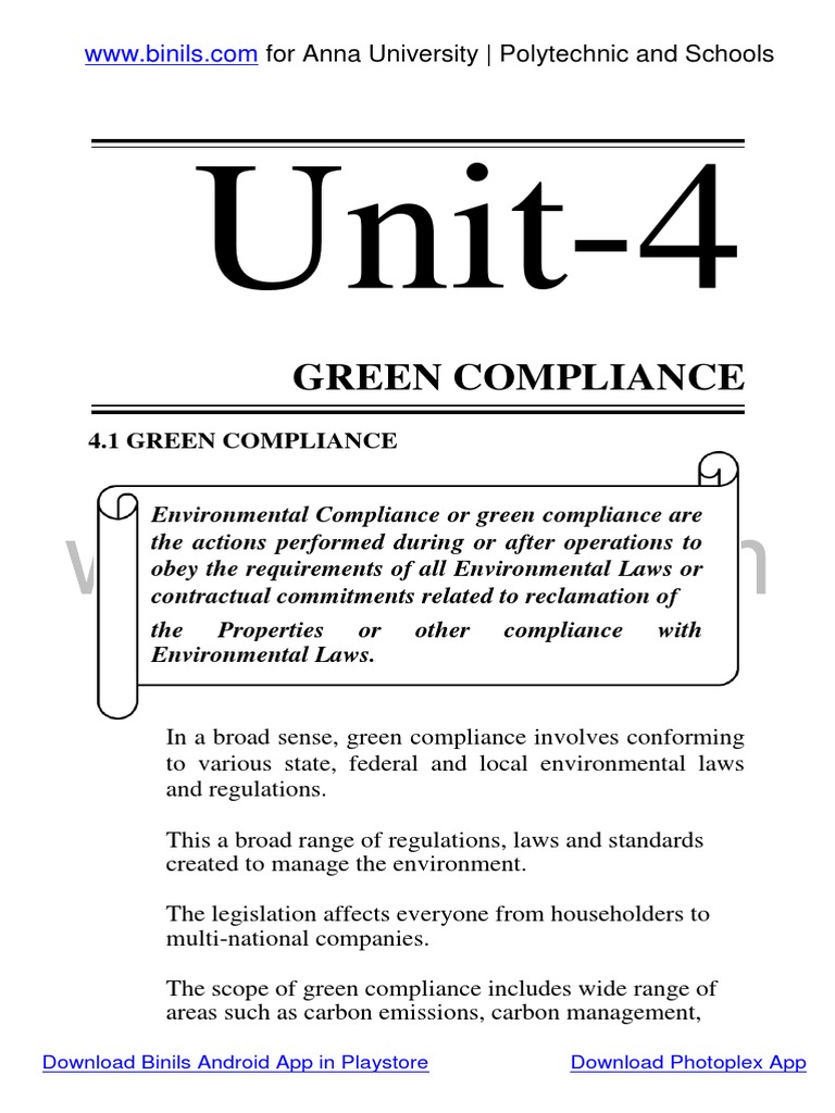 CS8078 Unit 4 Green Compliance | PDF | United Nations Framework ...