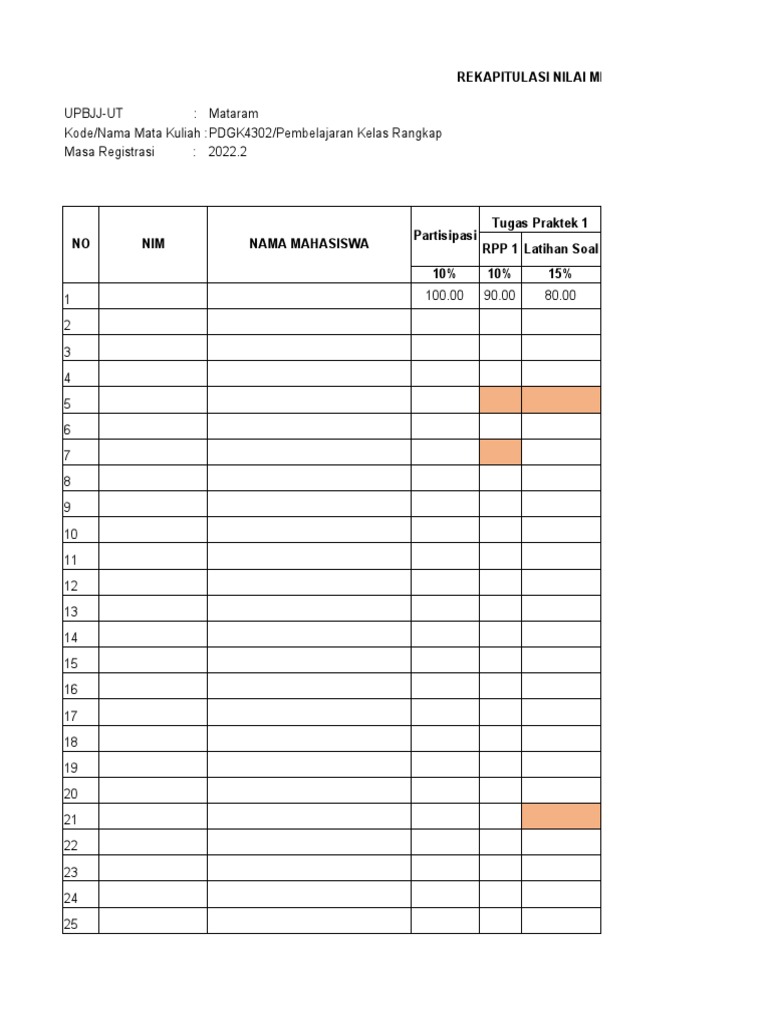 Format Nilai PKR | PDF