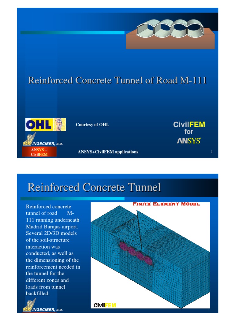 Reinforced Concrete Tunnel of Road M-111 - CivilFEM For ANSYS Exemples | PDF | Reinforced ...