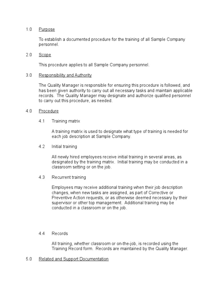 SOP Training | PDF