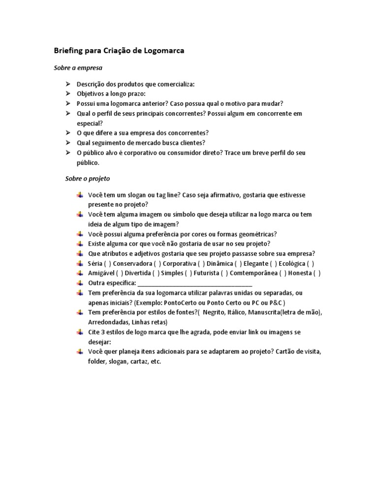 Briefing para Criação de Logomarca | PDF