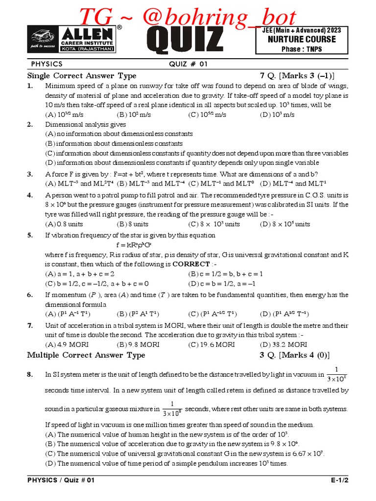 00000206-N - TNPS Quiz # 01 (Eng) | PDF | Force | Euclidean Vector