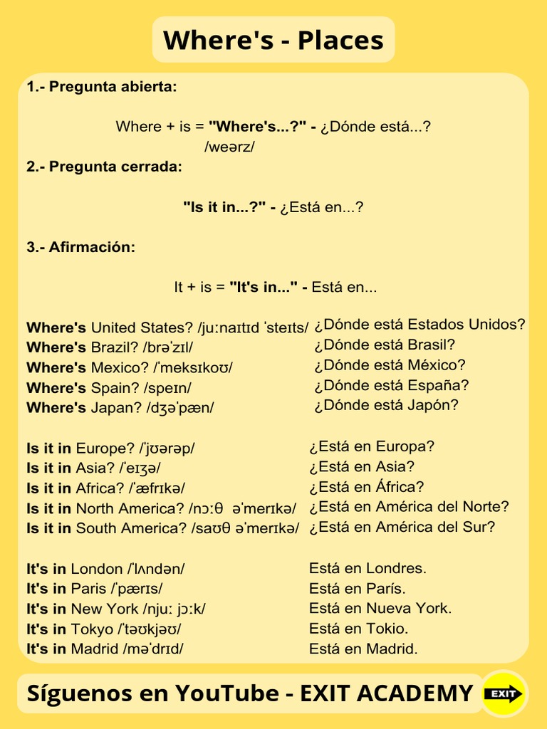 Uso de "Where" en inglés | PDF